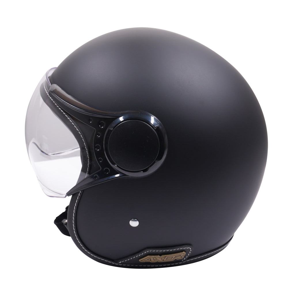 Axor Jet Open Face Motorcycle Scooter Helmet Matt Black With Black Lin ...