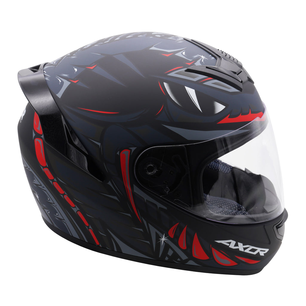 Axor Rage Python Full Face Helmet Black Grey Red Matt – Biker Parts ...