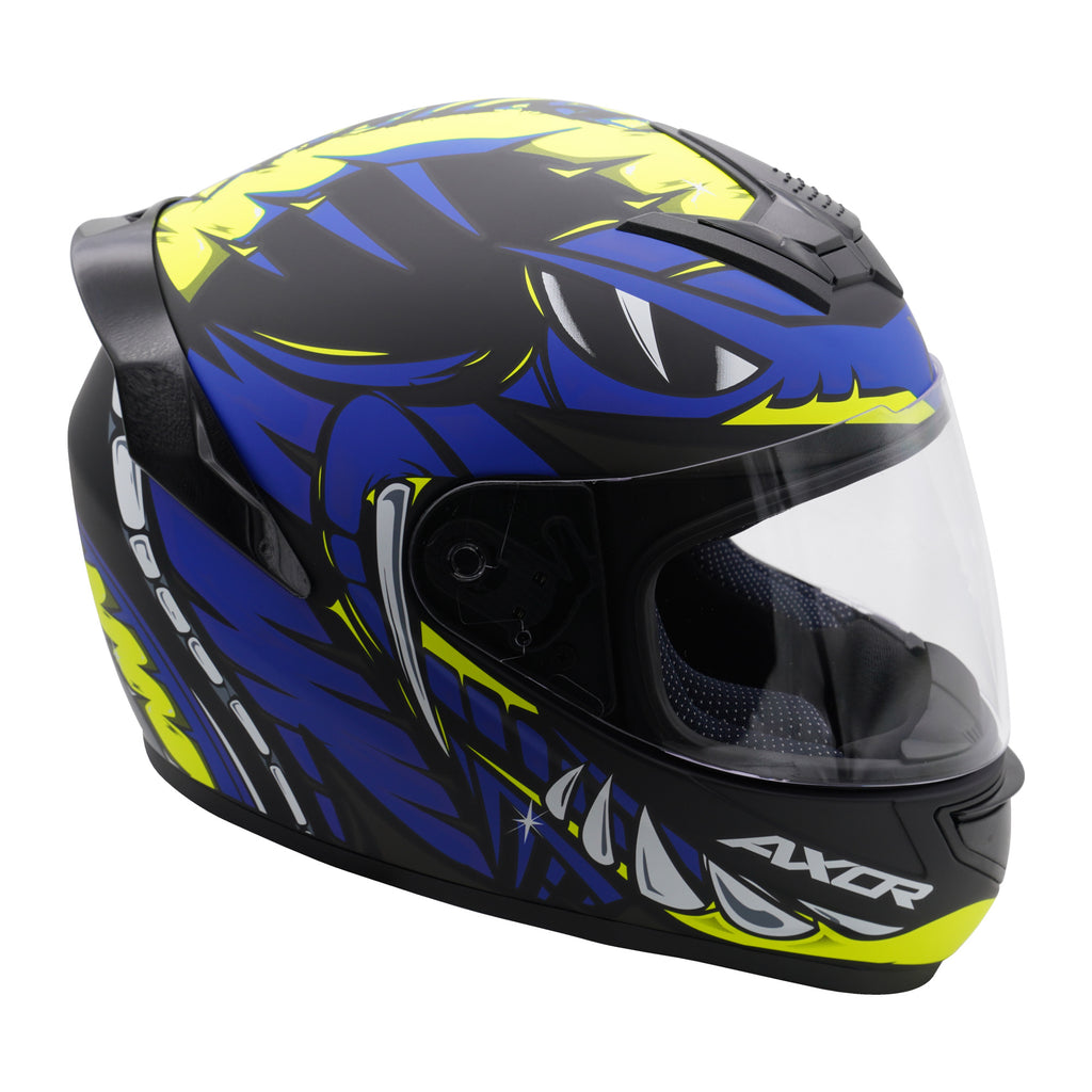 Axor Rage Python Full Face Helmet Blue Yellow Black Matt – Biker Parts ...