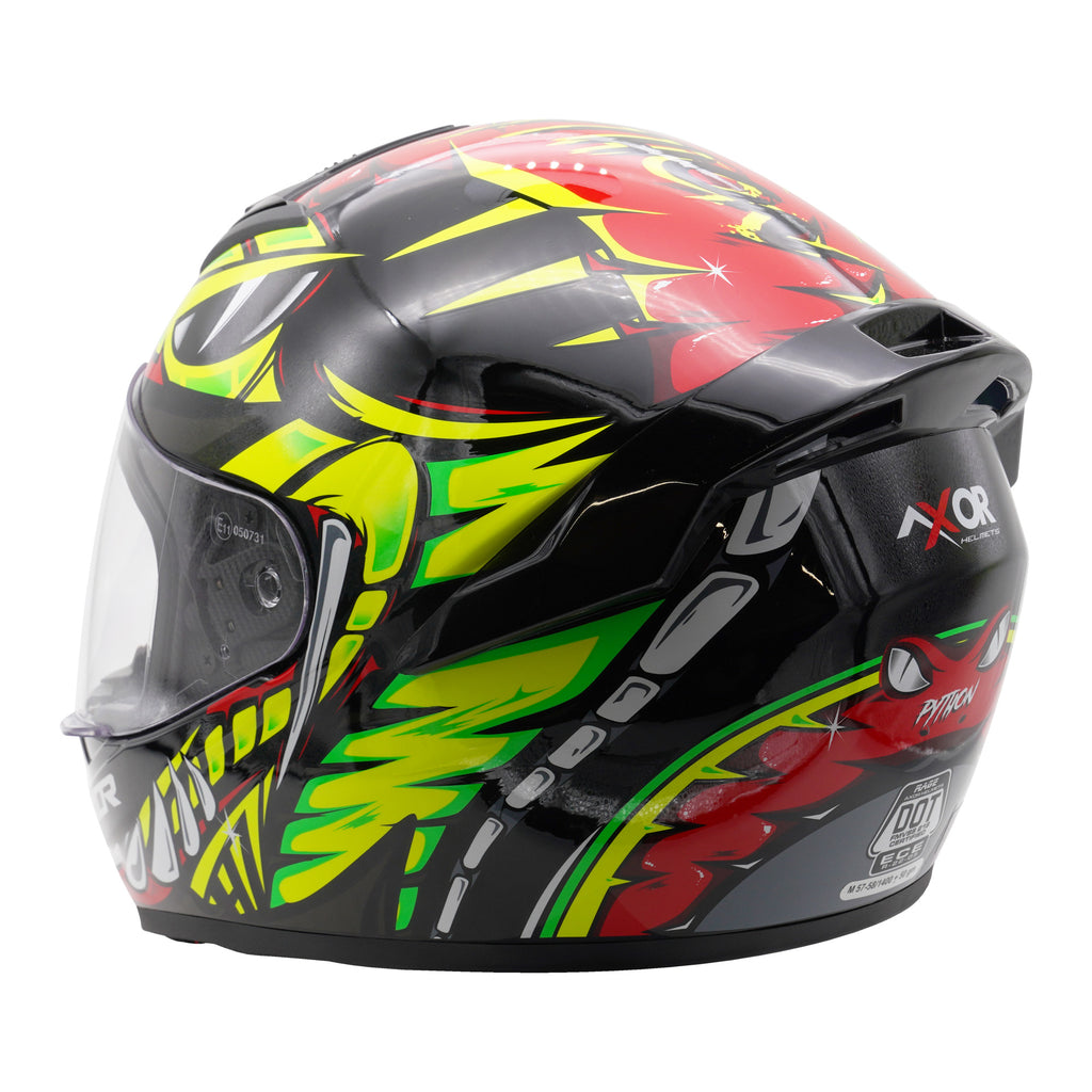 Axor Rage Python Full Face Helmet Red Yellow Black Gloss – Biker Parts ...